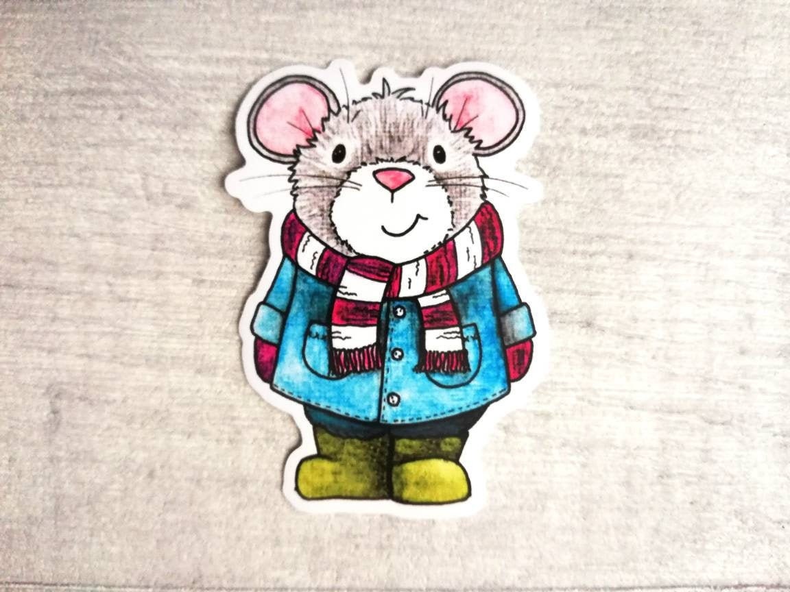 Grey mouse vinyl sticker – by Kate Elford